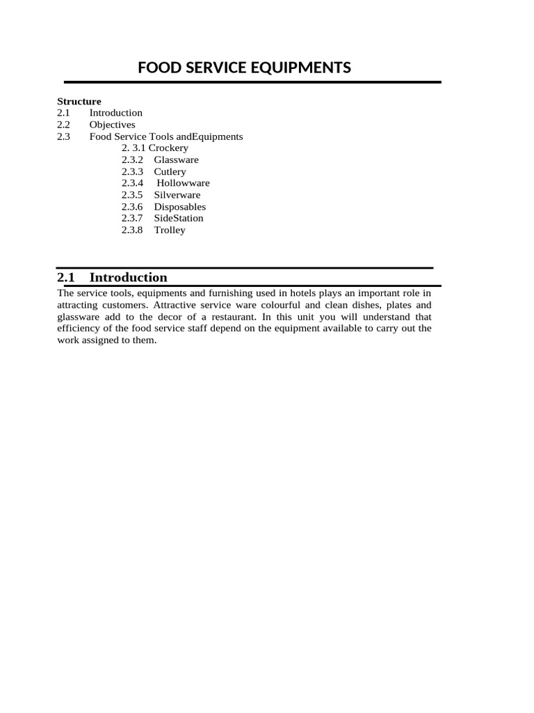 Food Service Equipments | PDF