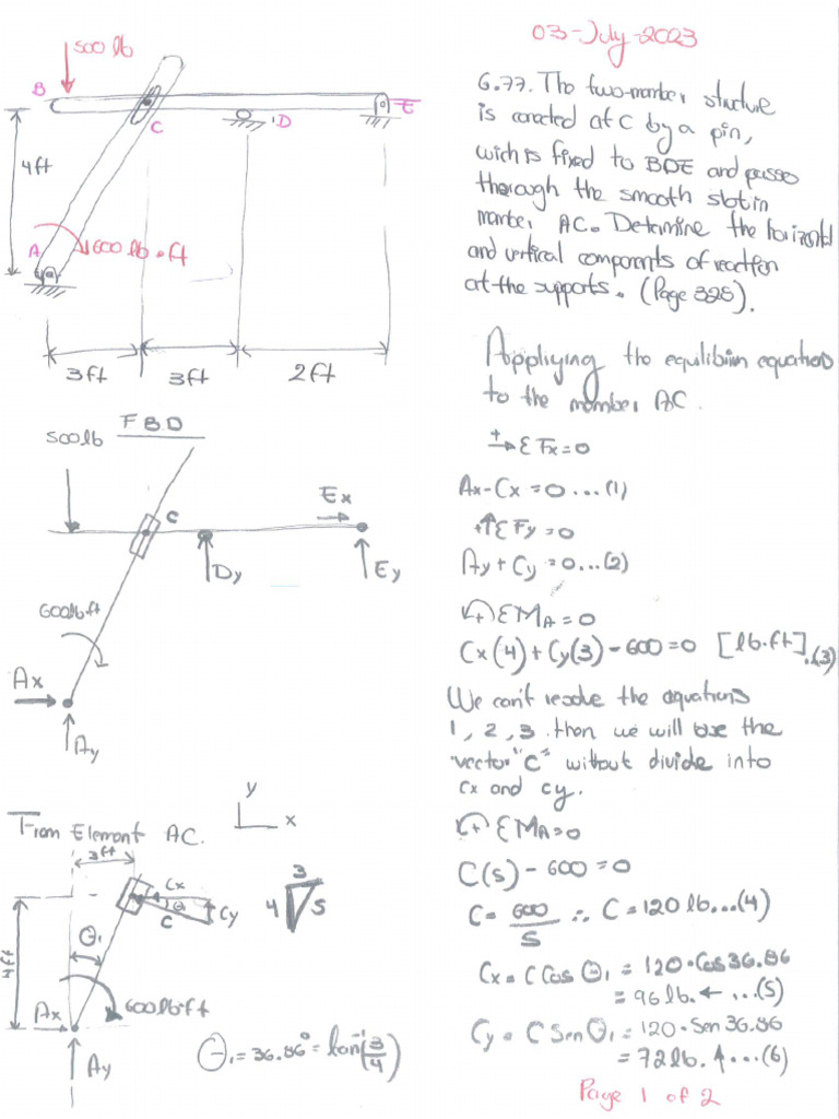 Hibbeler Engineering Mechanics Statics Chapter 6 P6.77 | PDF