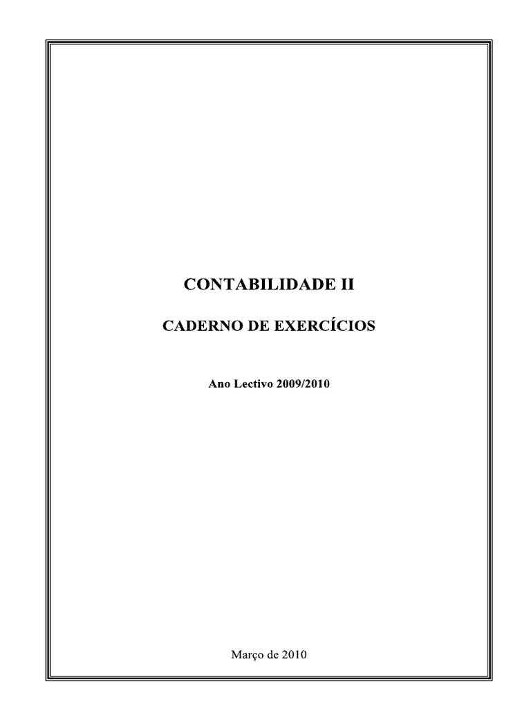 Caderno1 Exercicios Contabilidade II | PDF