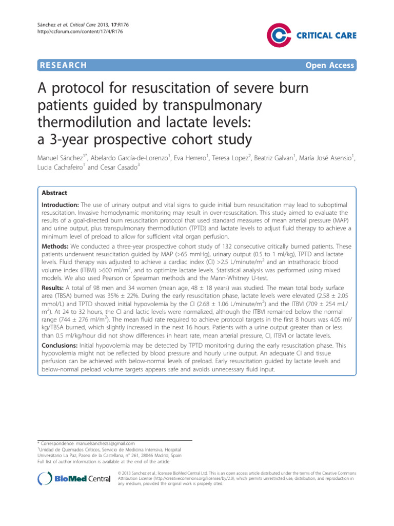 A Protocol For Resuscitation of Severe Burn Patients Guided by ...