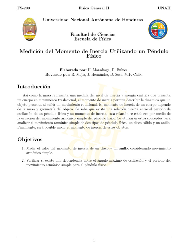 Medición del Momento de Inercia en Péndulos | PDF | Oscilación | Tecnología