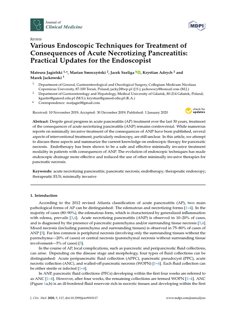 Various Endoscopic Techniques For Treatment of Consequences of Acute ...