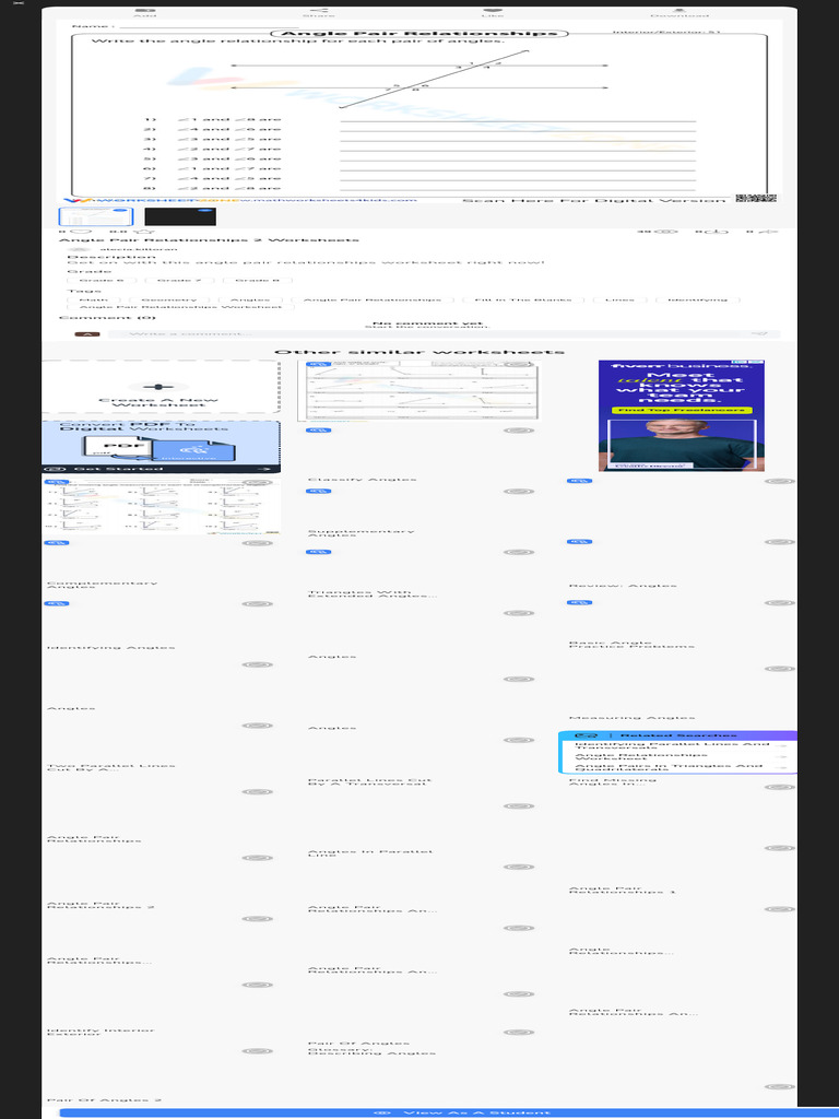 Angle Pair Relationships 2 Worksheet | PDF