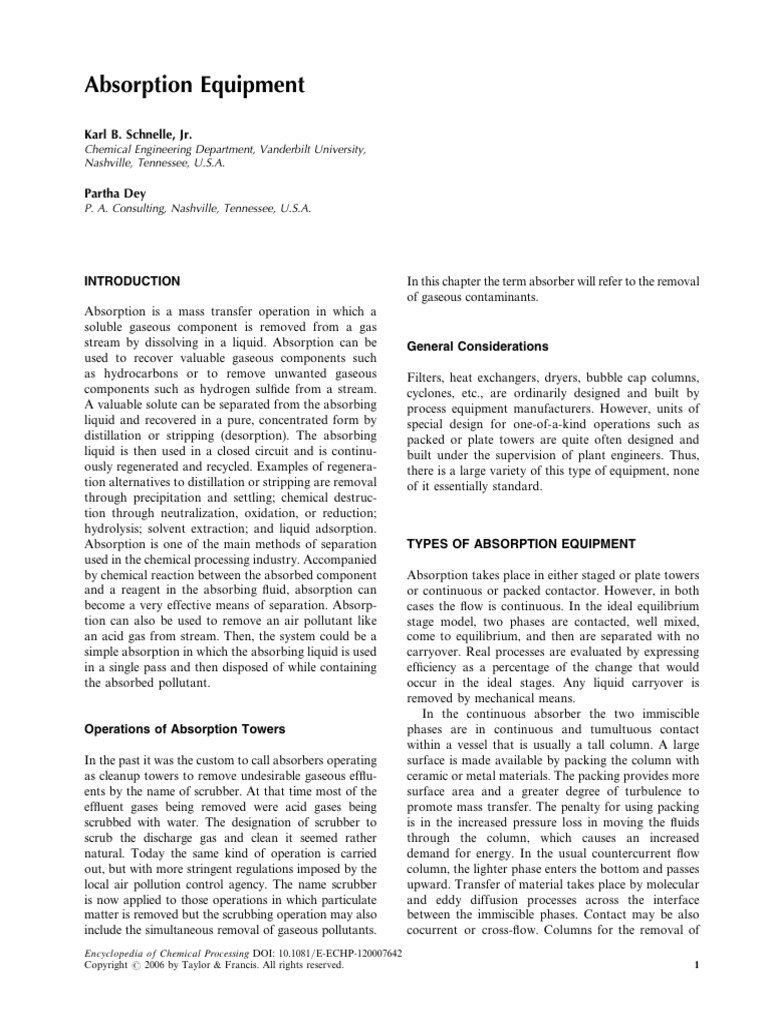 Absorption Equipment | PDF