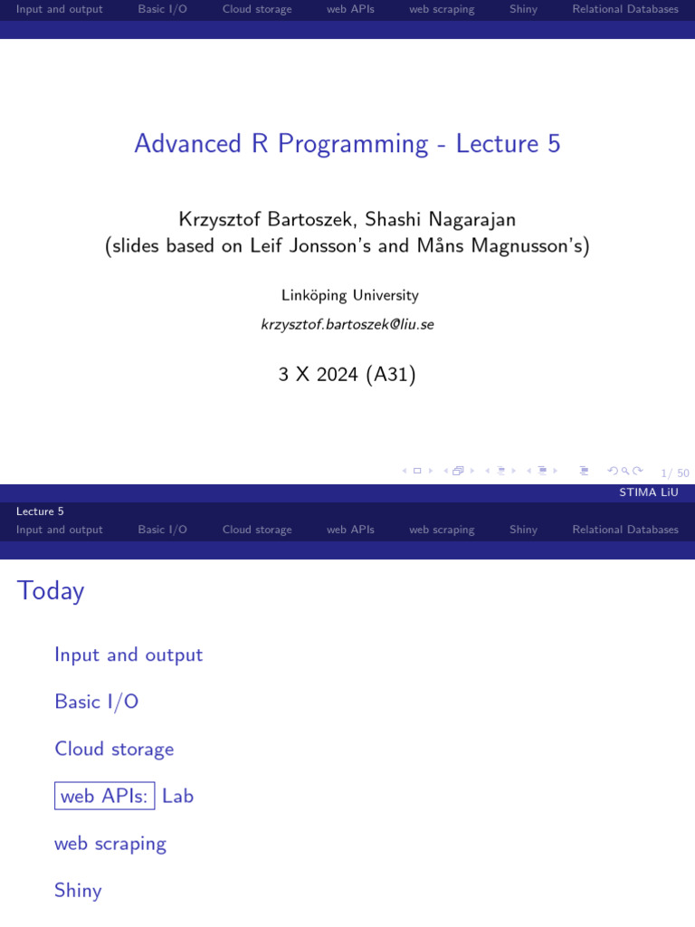 732A94 AdvancedRHT2024 Lecture05 Handout | PDF