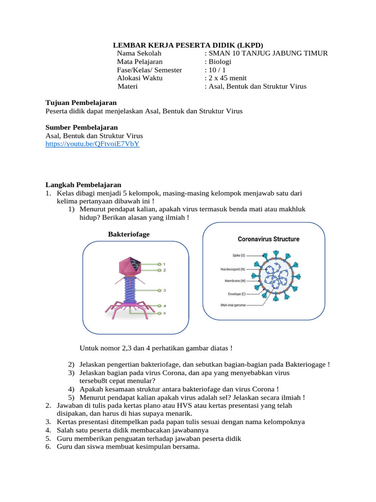 LKPD VIRUS K 1 | PDF