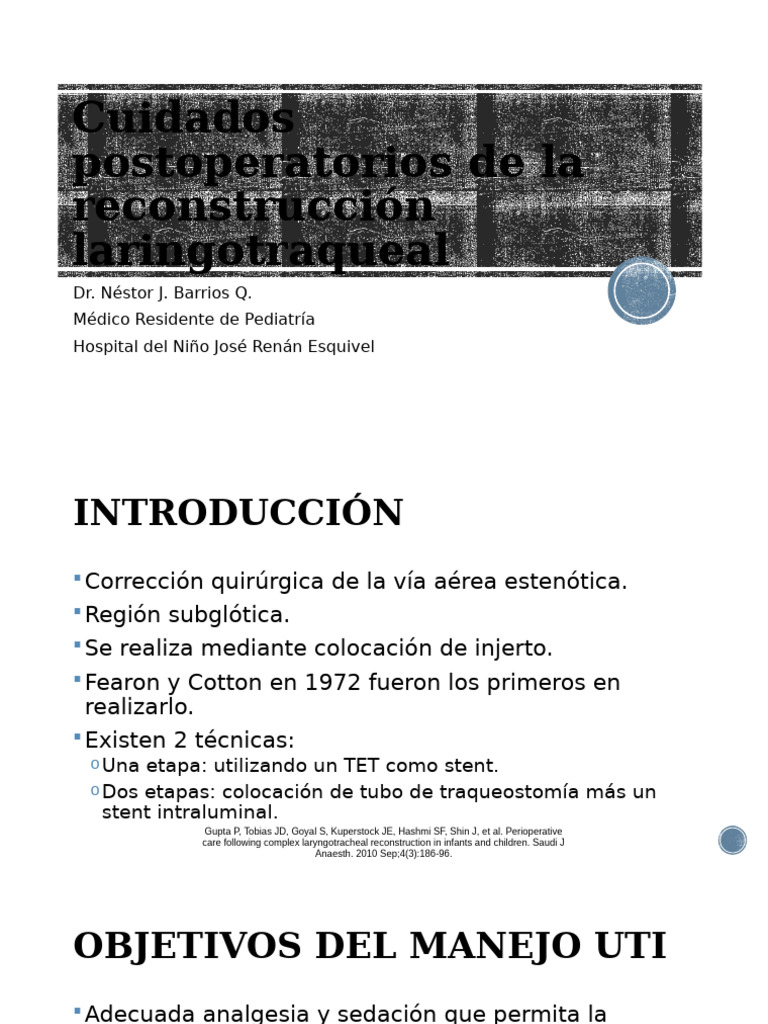Cuidados Postoperatorios de La Reconstrucción Laringotraqueal | PDF