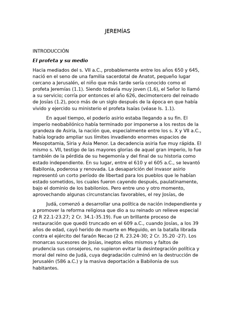Profeta Jeremías: Contexto y Mensaje | PDF | Jeremías