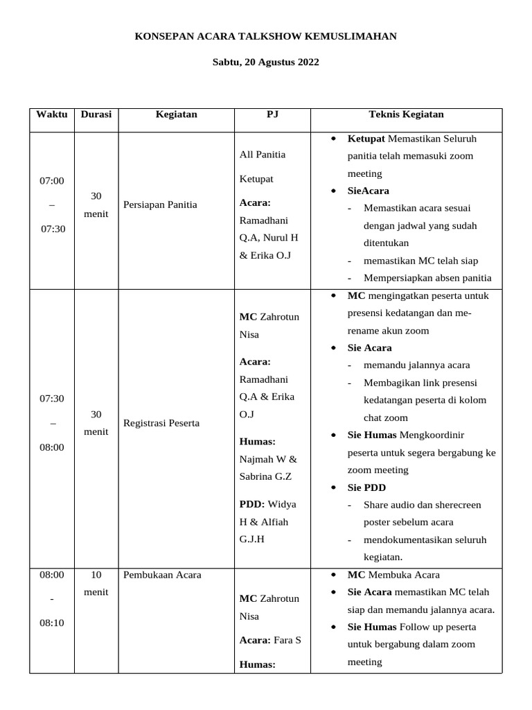 Konsep Acara Talkshow Kemuslimahan 2022 | PDF