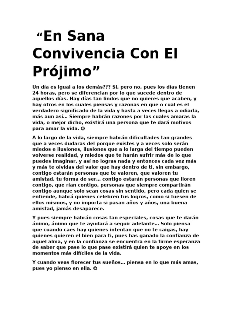 En Sana Convivencia Con El Prójimo | PDF