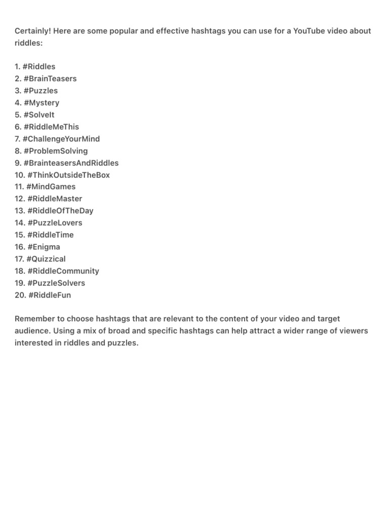 Certainly! Here Are Some Popular and Effective Hashtags You Can Use | PDF