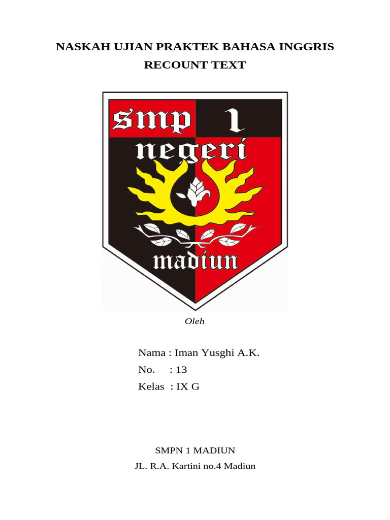 Naskah Ujian Praktek Bahasa Inggris (Cover) | PDF