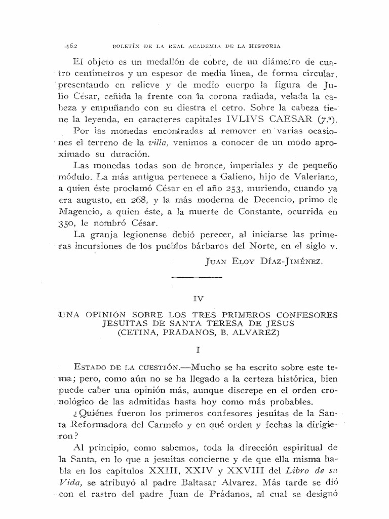 Una Opinion Sobre Los Tres Primeros Confesores de Santa Teresa de Jesus ...