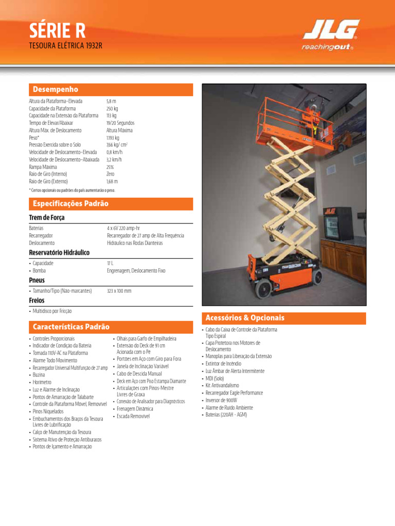 Especificações JLG 1932R | PDF