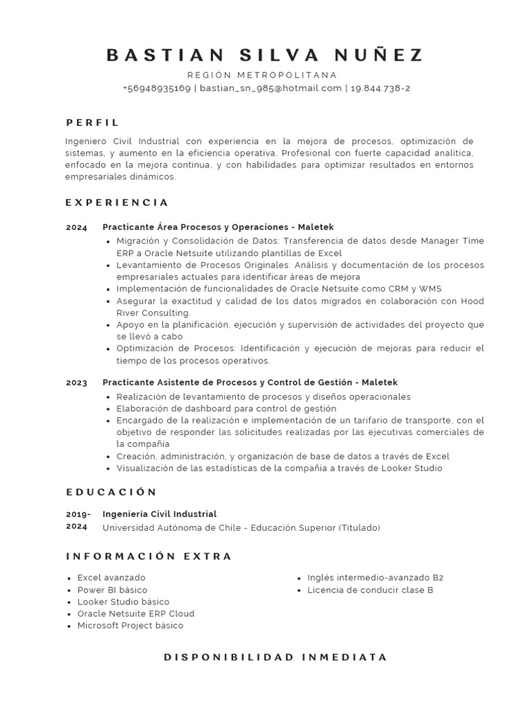 CV Bastian Silva-1 | PDF | Computers