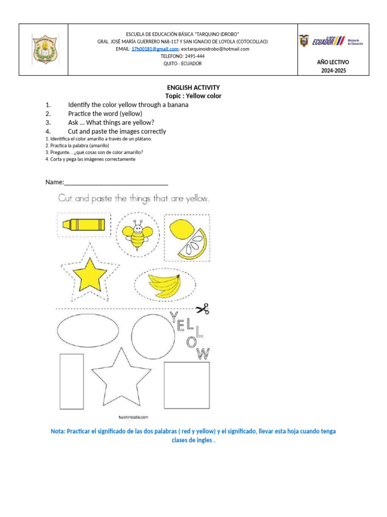 ENGLISH ACTIVITY 2do | PDF