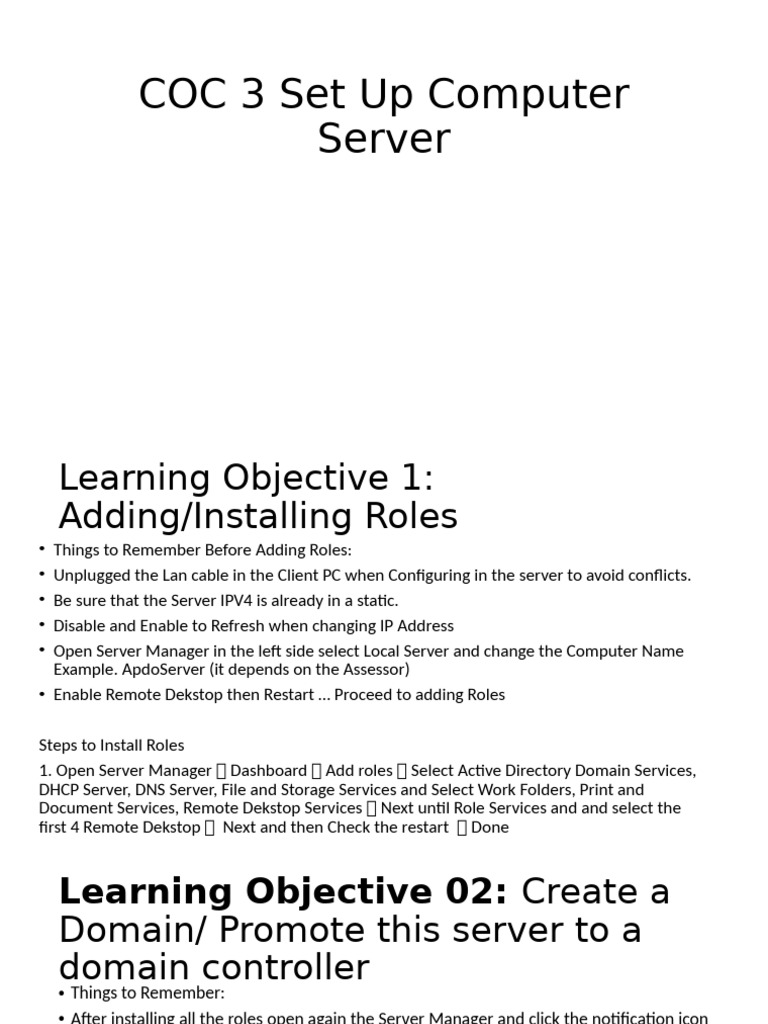 COC 3 Set Up Computer Server | PDF | Group Policy | Computing