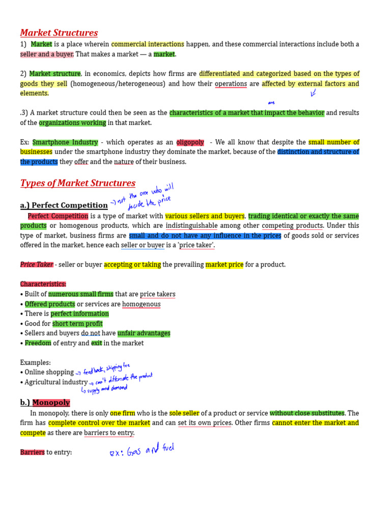 Market Structures and Pricing Strategies PDF | PDF