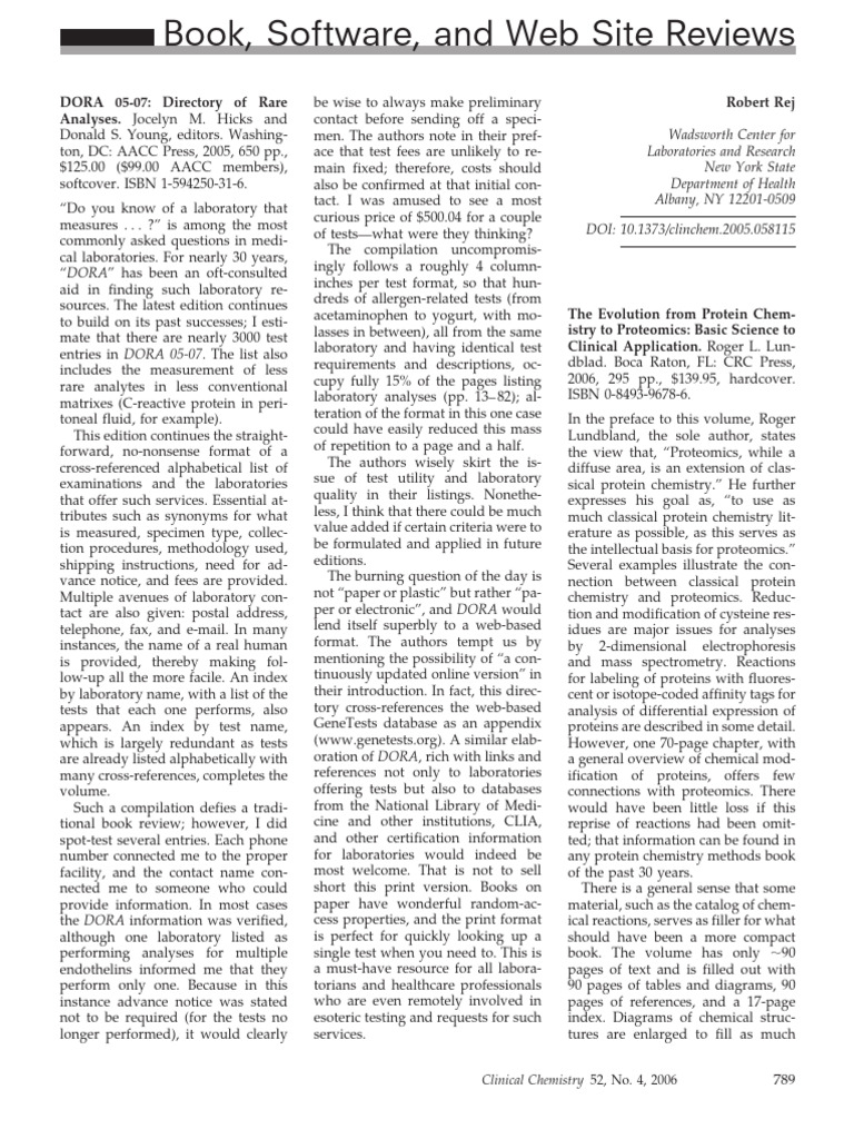2007 - DORA - Directory of Rare Analyses | PDF