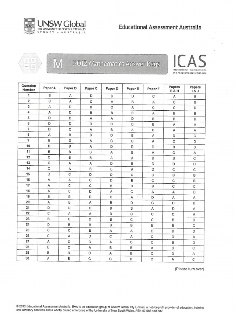 Maths D 2012 Answers Only | PDF
