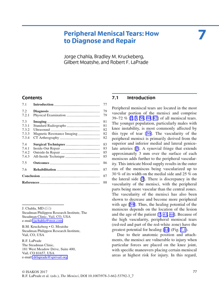 10 Peripheral Meniscus Tear | PDF | Knee | Magnetic Resonance Imaging