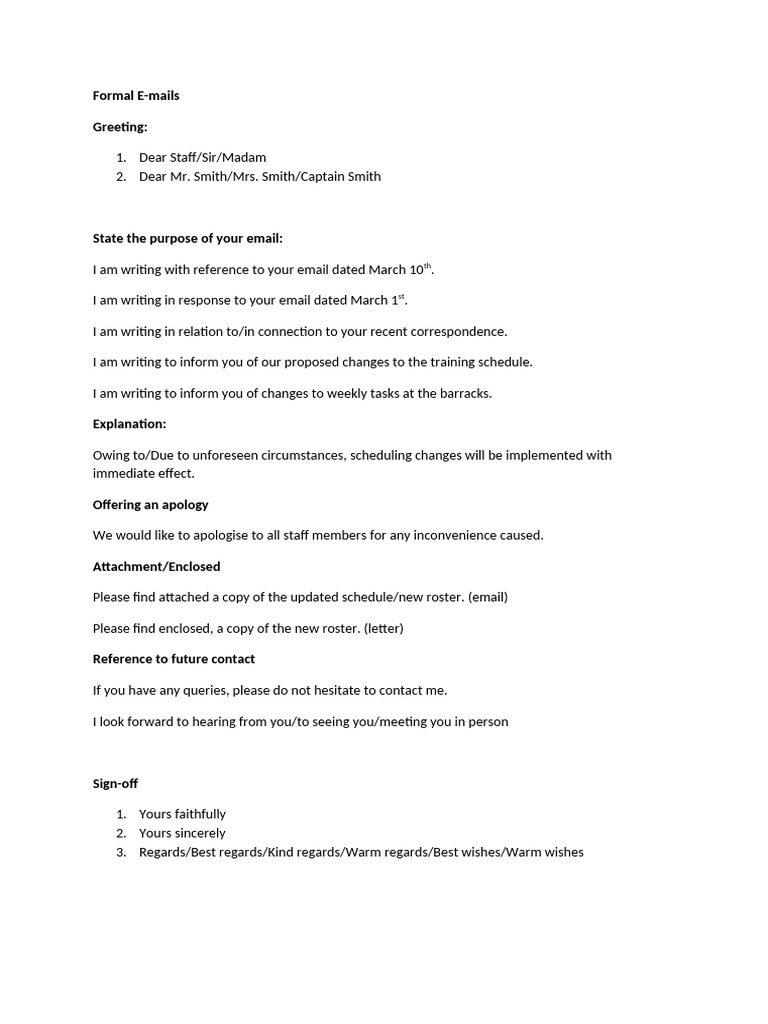 Formal Email Writing Pdf