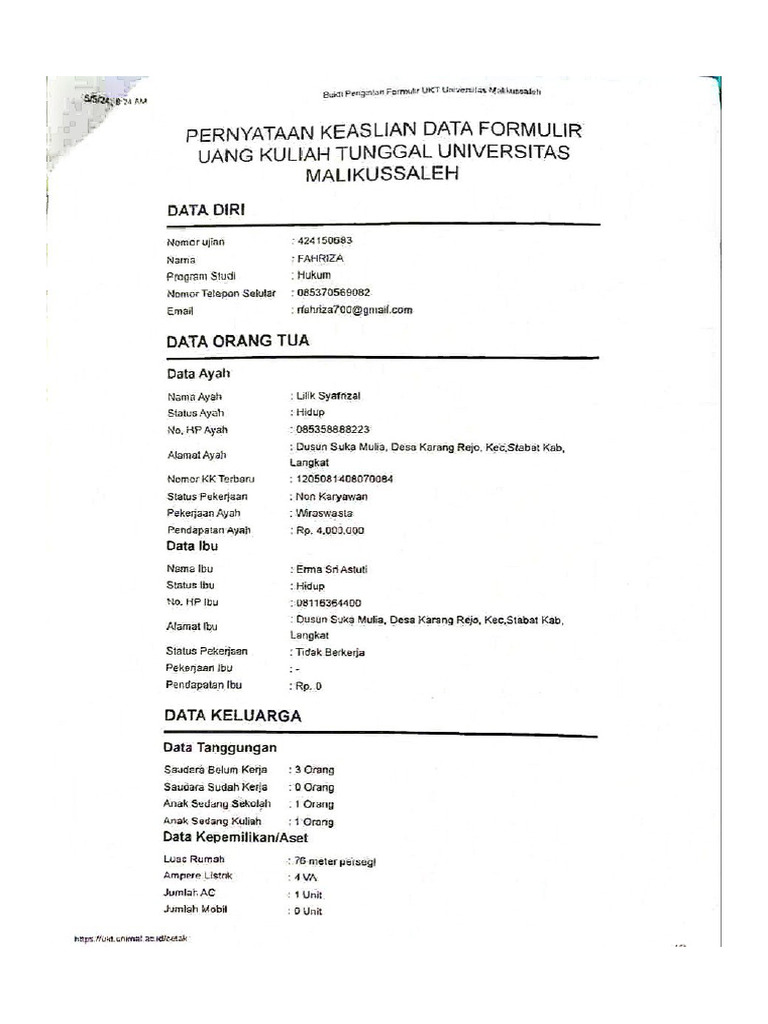 Bukti Pengisian UKT | PDF