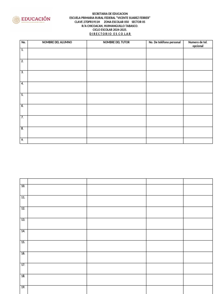 Formato de Directorio | PDF