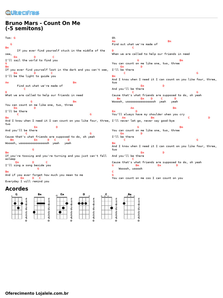 Bruno Mars - Count On Me (Uke Cifras) | PDF