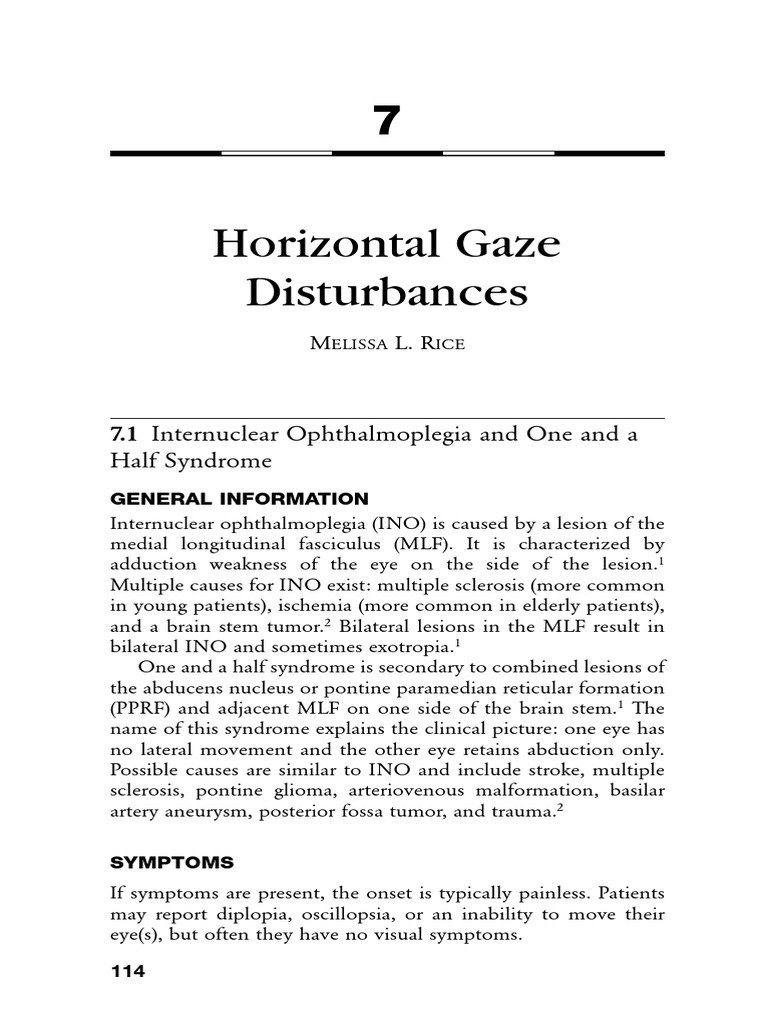 Chapter 7 Horizontal Gaze Disturbances | PDF