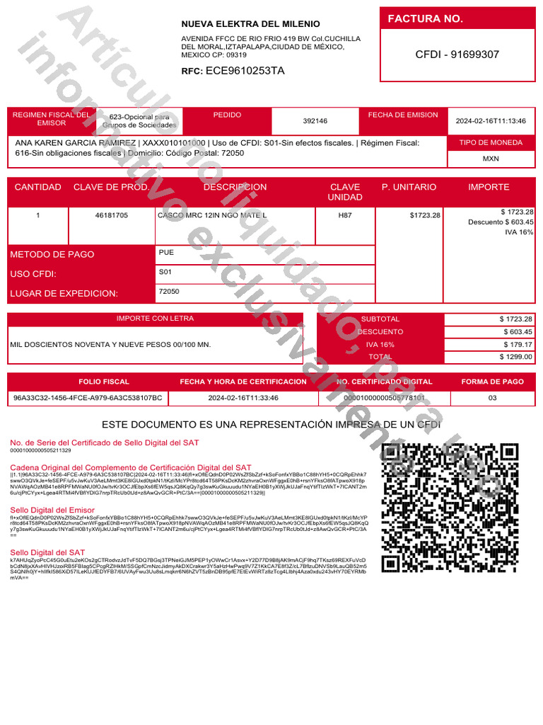 Factura Elektra | PDF