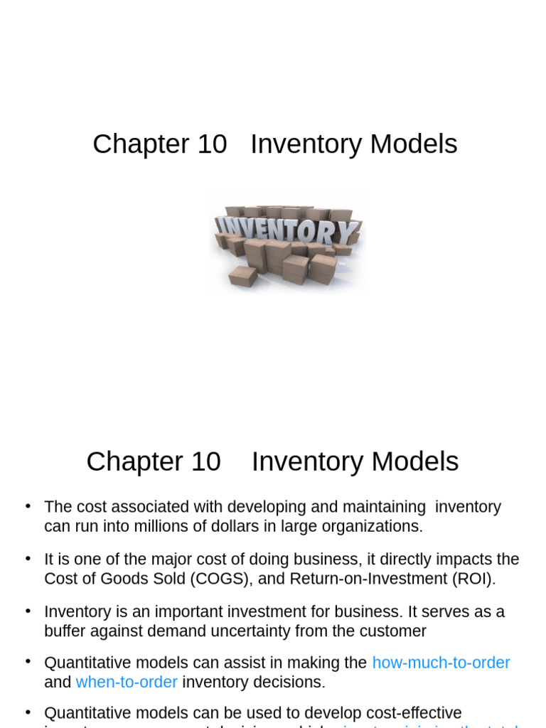 Chapter 10 Inventory Models_model_1 and 3 Only | PDF