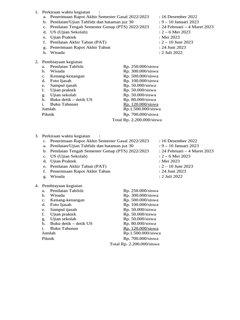 Kegiatan Semester 2 | PDF