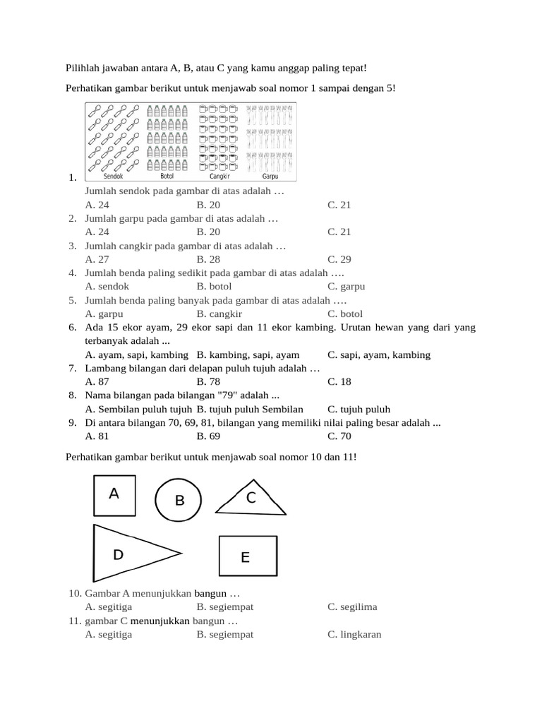 Soal MTK Kelas 1 SMT Genap | PDF