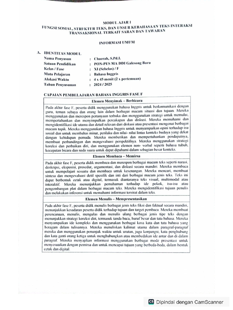 Bab 1 Modul Ajar Kls XI 24-25 Ganjil | PDF