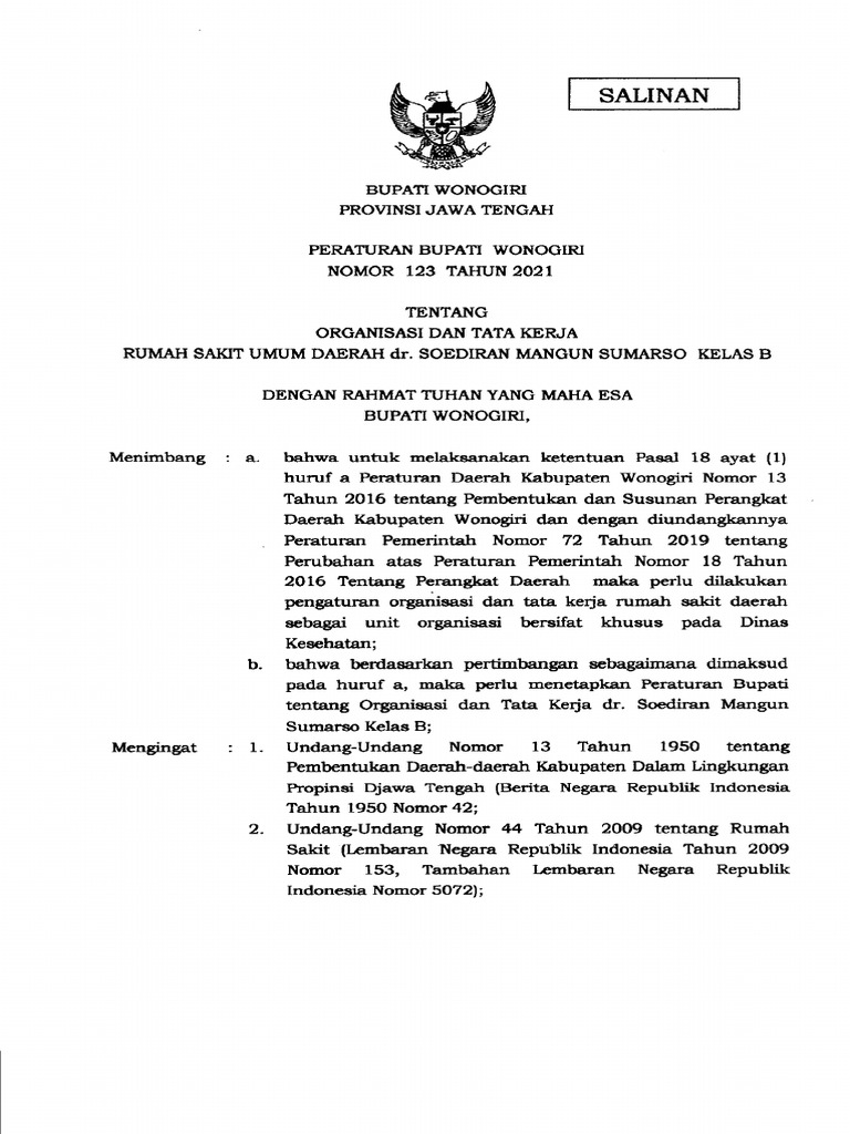 Perbup SOTK RSUDdr - SMS | PDF