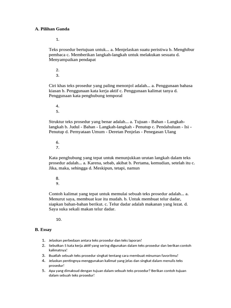 Soal Teks Prosedur | PDF