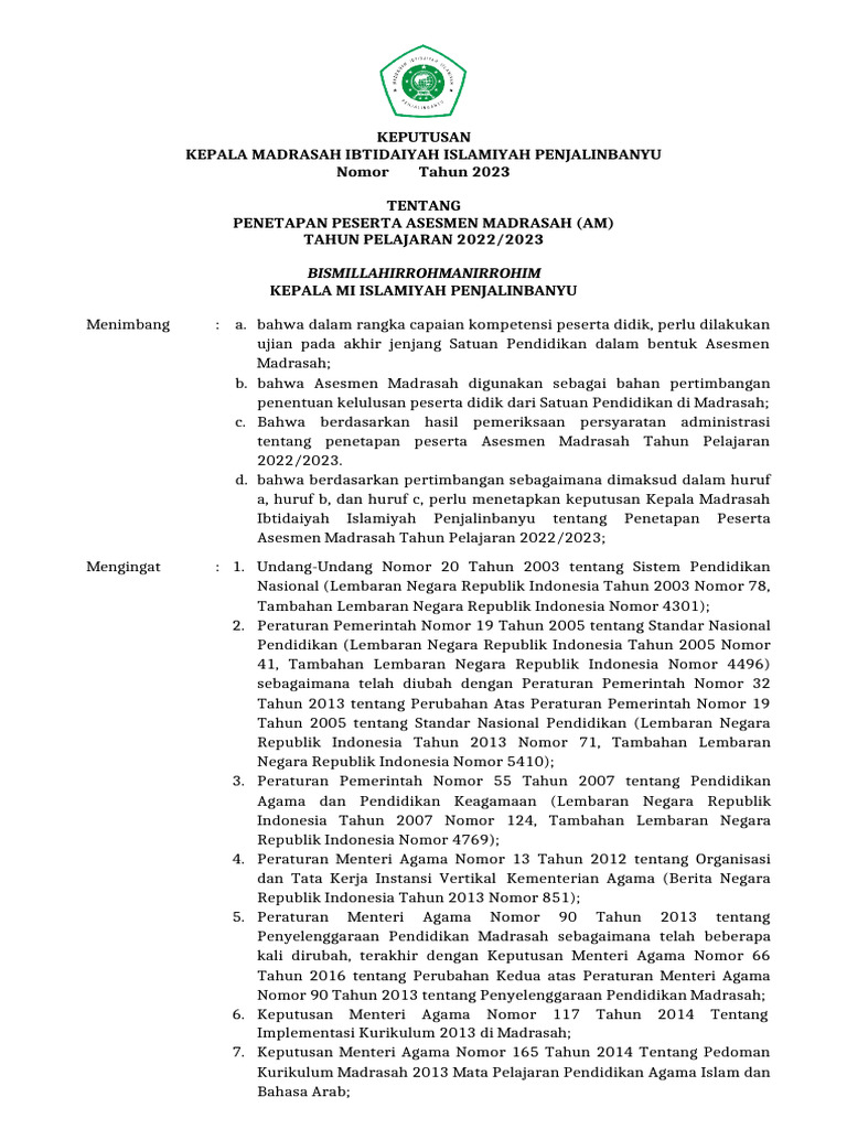 SK Peserta AM TAHUN 2023 | PDF