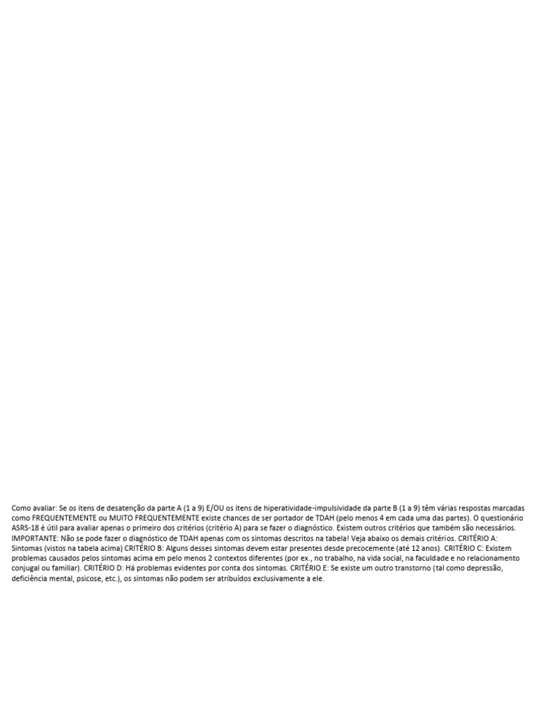 TDAH Adultos ASRS-18 | PDF