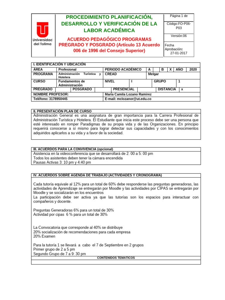 ACUERDO PEDAGÓGICO FO-P06-F03 (1) Maria | PDF