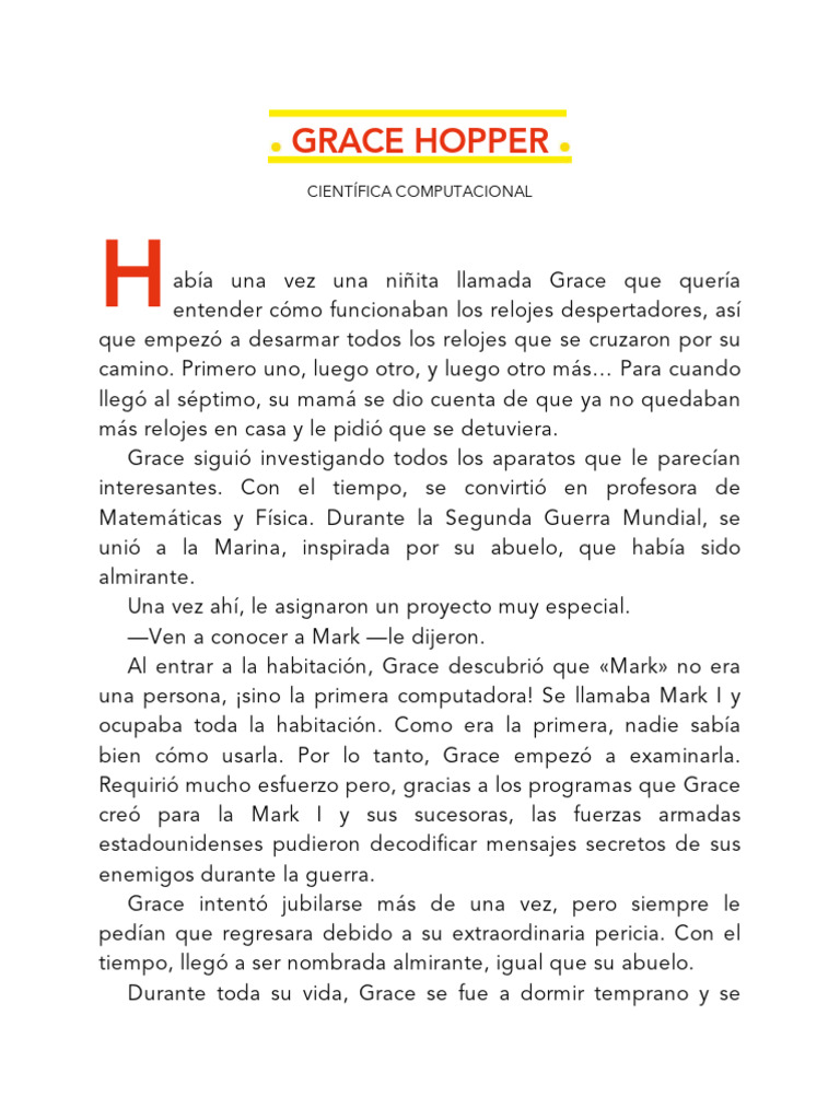 Cuento Grace Hopper | PDF