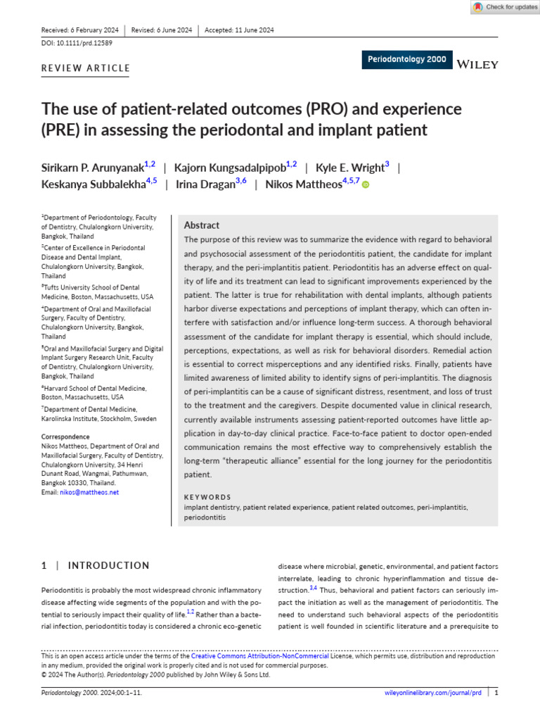Periodontology 2000 - 2024 - Arunyanak - The Use of Patient Related ...
