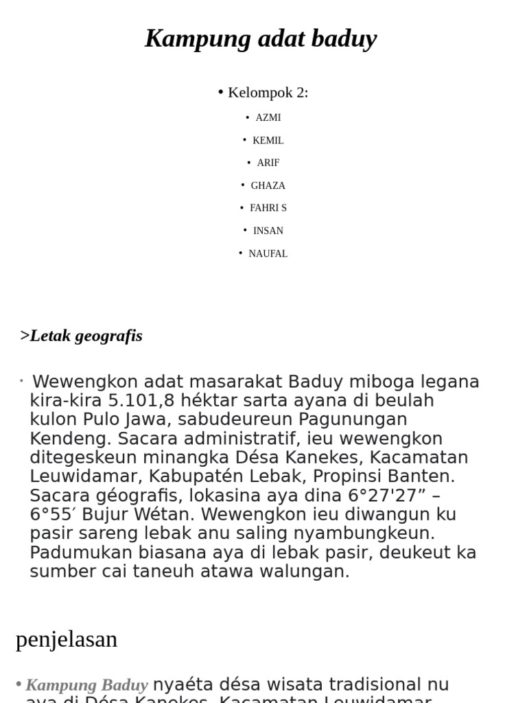 Kampung Adat Baduy PPT Abc 9B | PDF