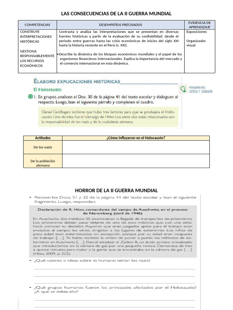 Ficha de Actividades - Las Consecuencias de La II Guerra Mundial | PDF