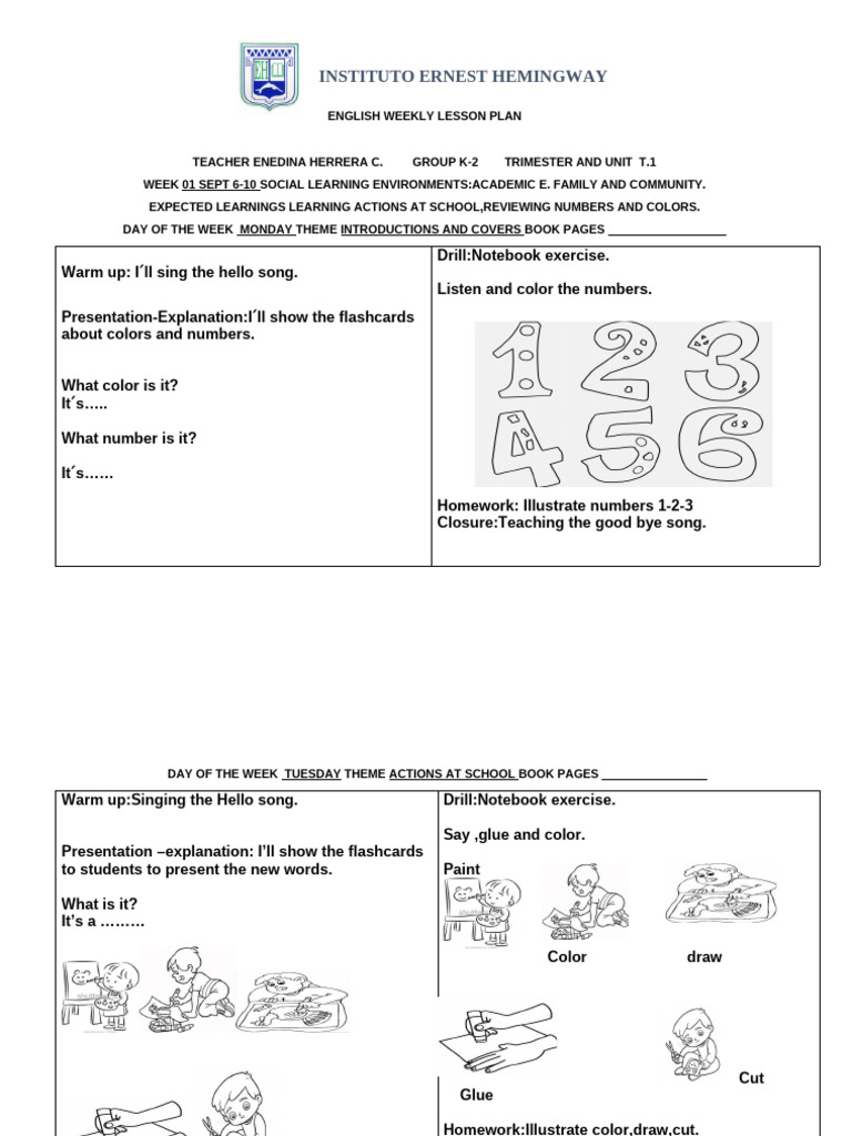 Kinder 2 Week 2 Unit 1 Sep 6-10 | PDF
