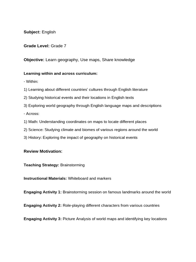 Lesson - Plannnkxnndmdkdnd D DN | PDF | Geography | Map