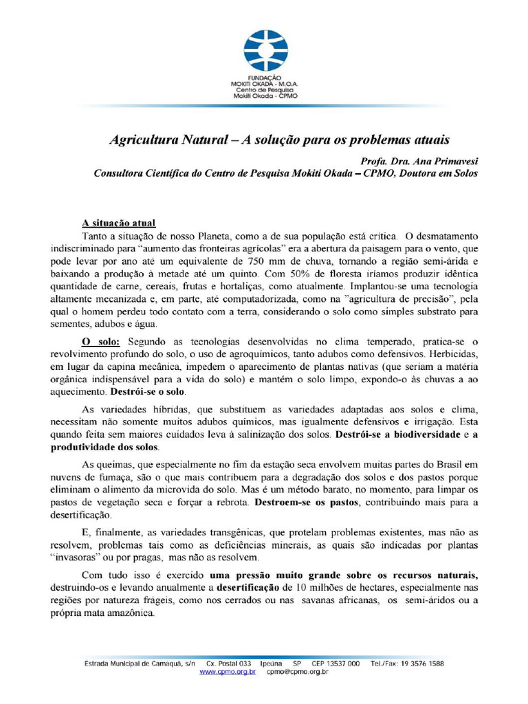 Agricultura Natural Primavesi | PDF