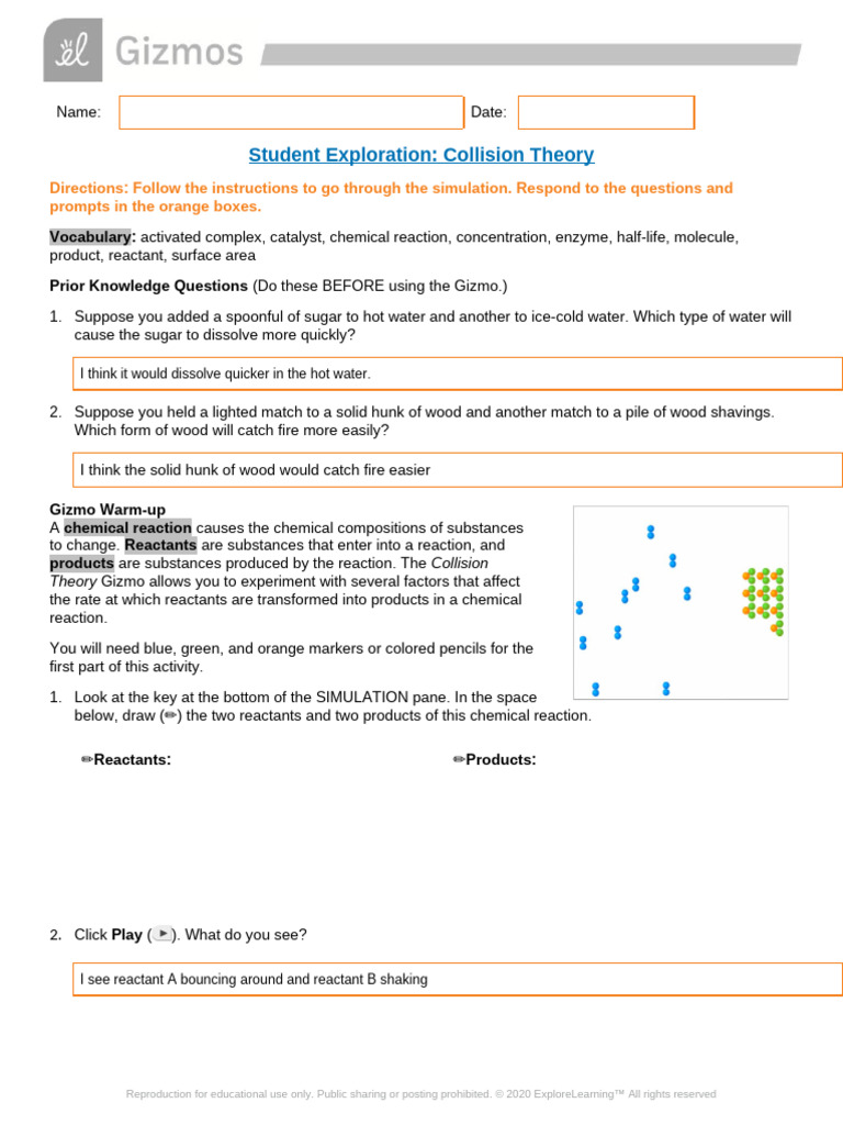 Constanza Silva Rojo - Gizmo Collision Theory - 17956628 | PDF