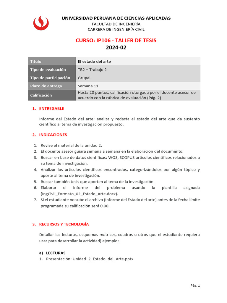 IP106 Ficha Actividad TB2 | PDF | Ingeniería | Publicación Académica