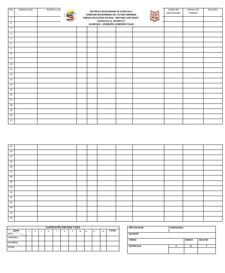 Formato de Matricula Inicial Ajr | PDF